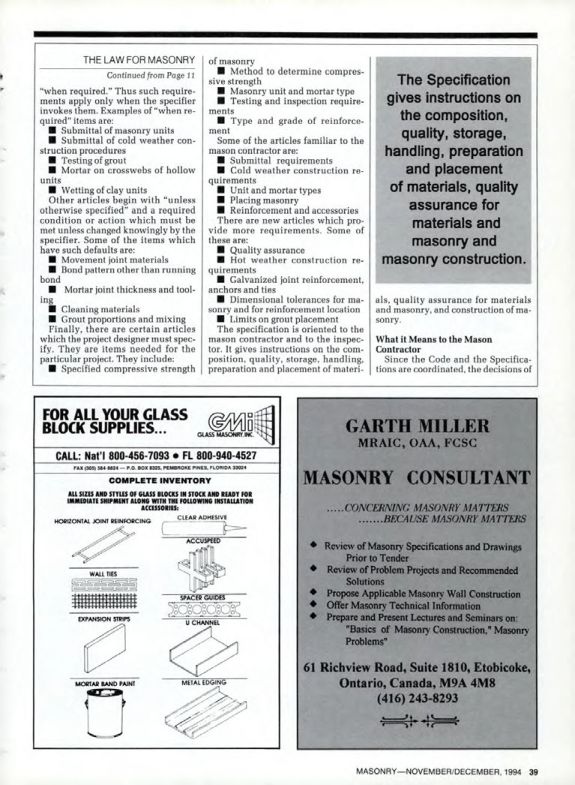 Masonry Magazine December 1994 Page. 39